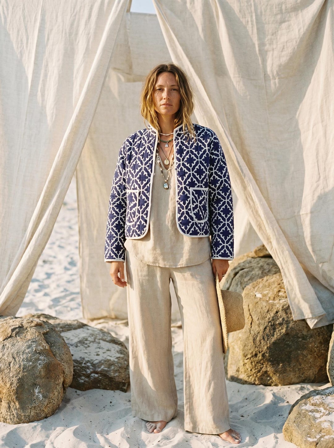 Hand-block Print Quilted Cotton Jacket – Reversible Kantha Stitch Boho ...