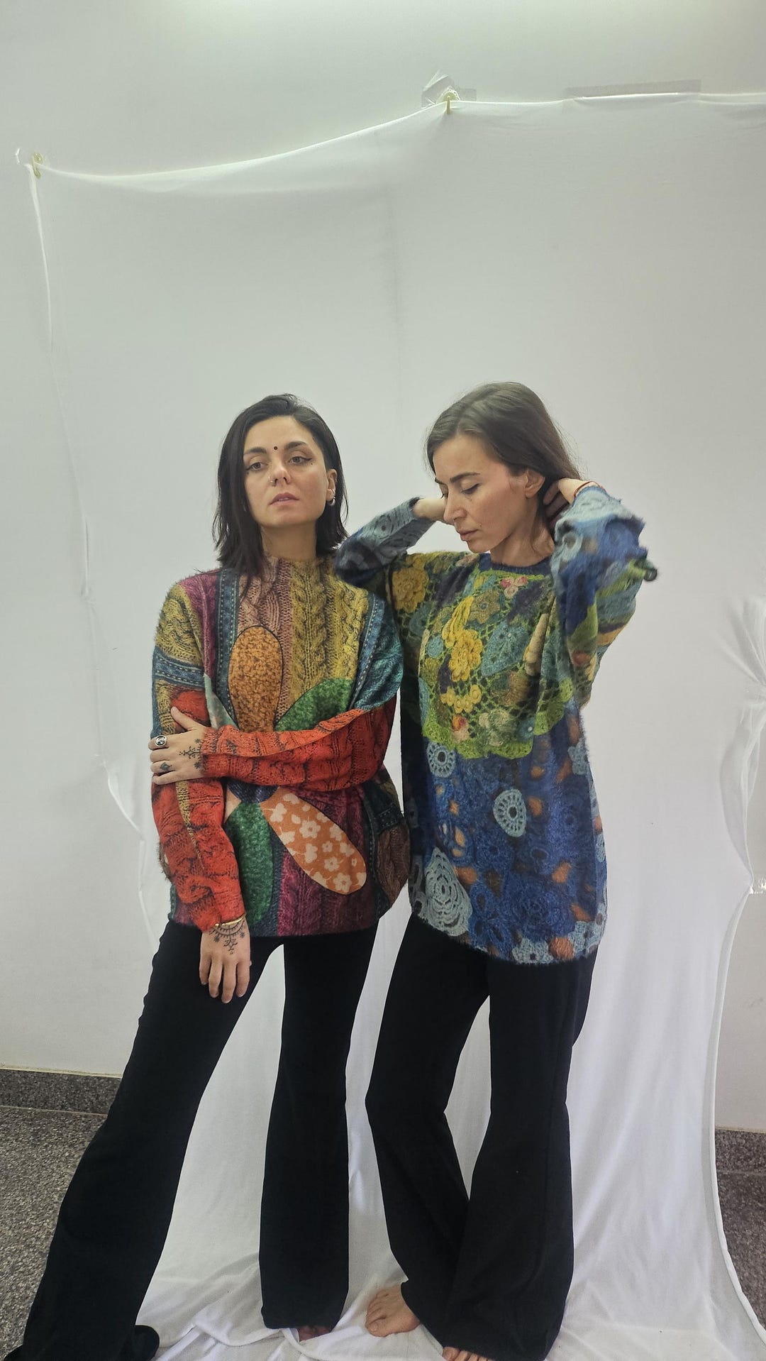 Boho Floral Wool Cardigan: Hand-painted Print, Cashmere Feel - Etsy
