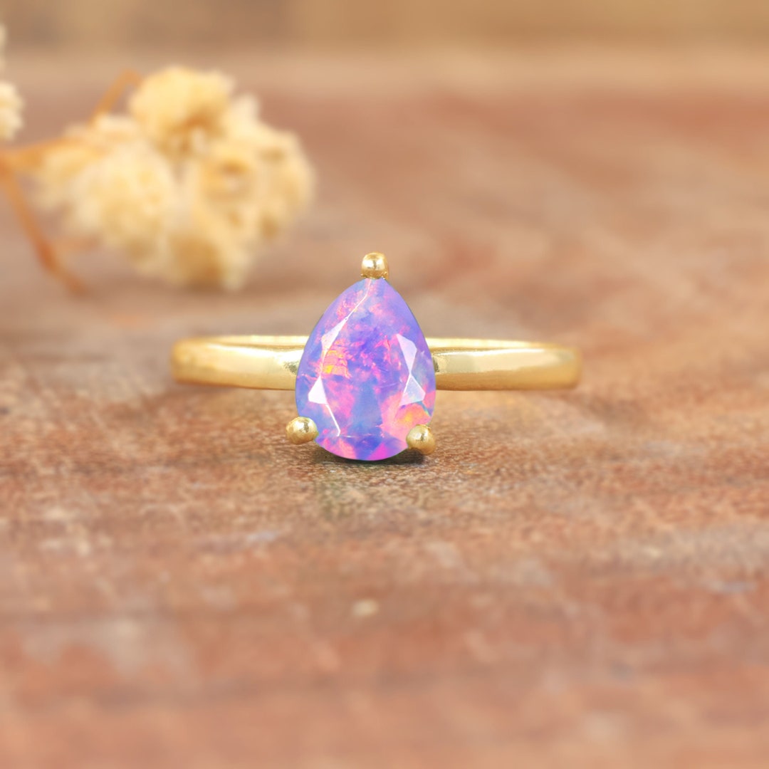 Minimalist Ring, Fire Opal Ring, Lavender Opal Ring, Purpose Ring ...