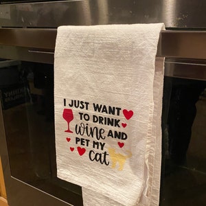 Tea Towel, Cat Tea Towel, Cat Tea Towel Handmade, Housewarming Gift for ...