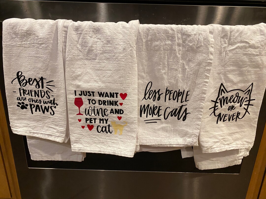 Tea Towel, Cat Tea Towel, Cat Tea Towel Handmade, Housewarming Gift for ...