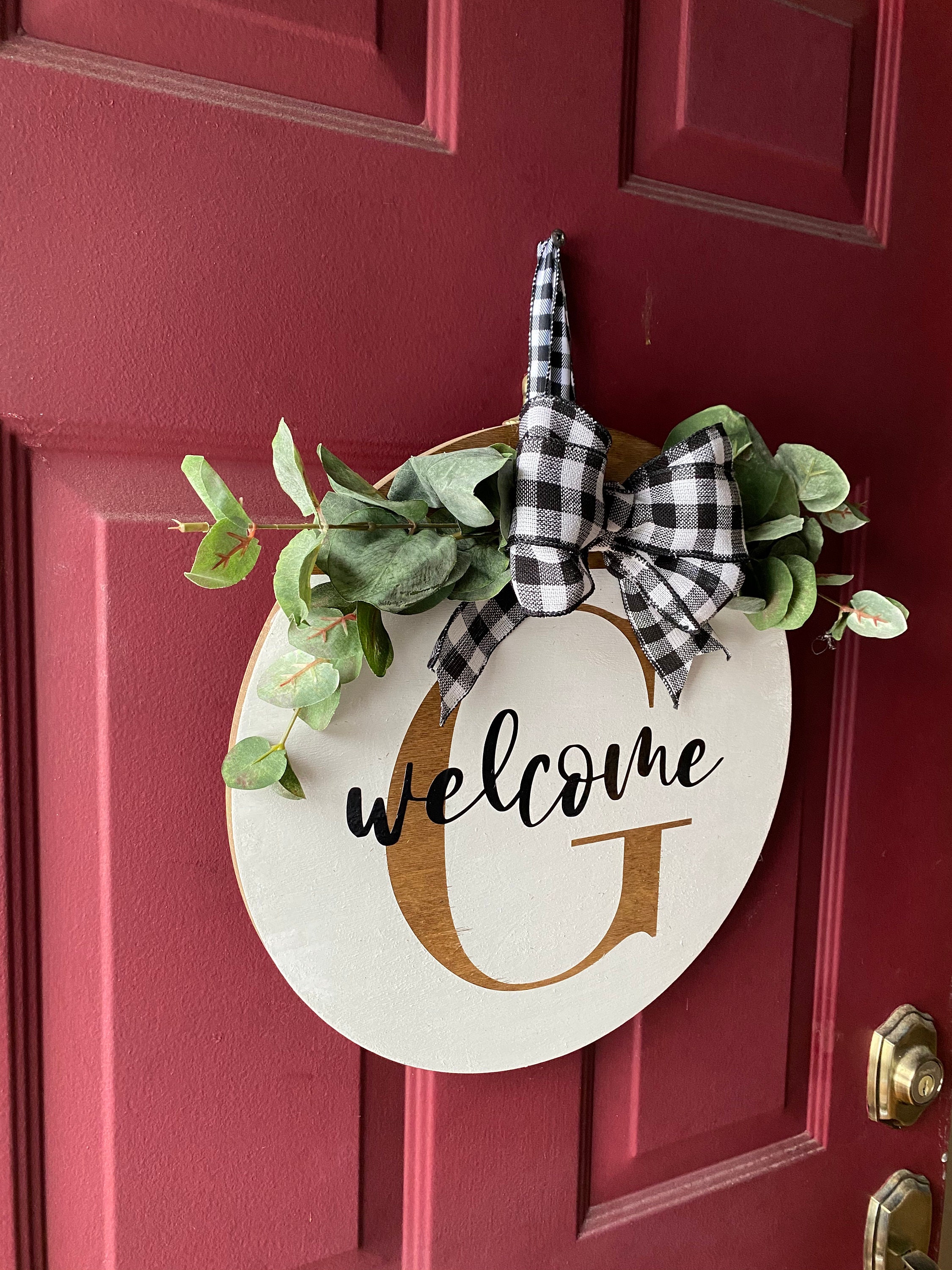 Personalized sign for door Last Name initial door sign | Etsy