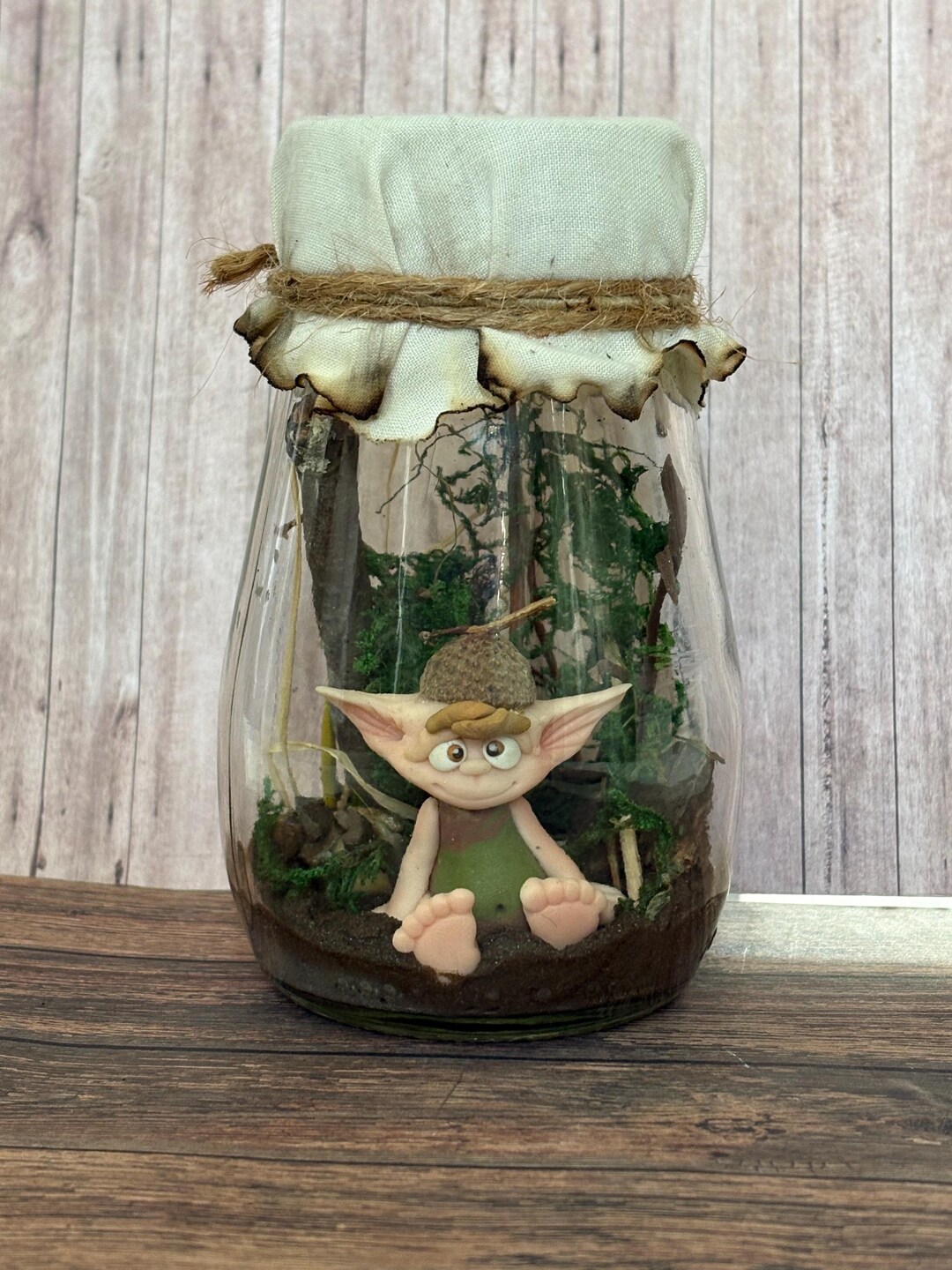 Little Woodland Elf Jar Ornament Cheeky Smile Acorn Hat. - Etsy