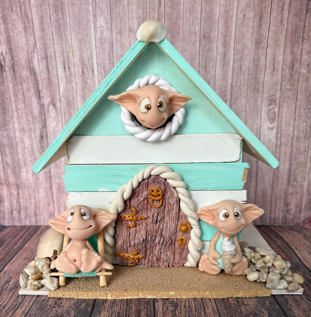Mint Green Beach Hut With Beach Elves - Large - Etsy