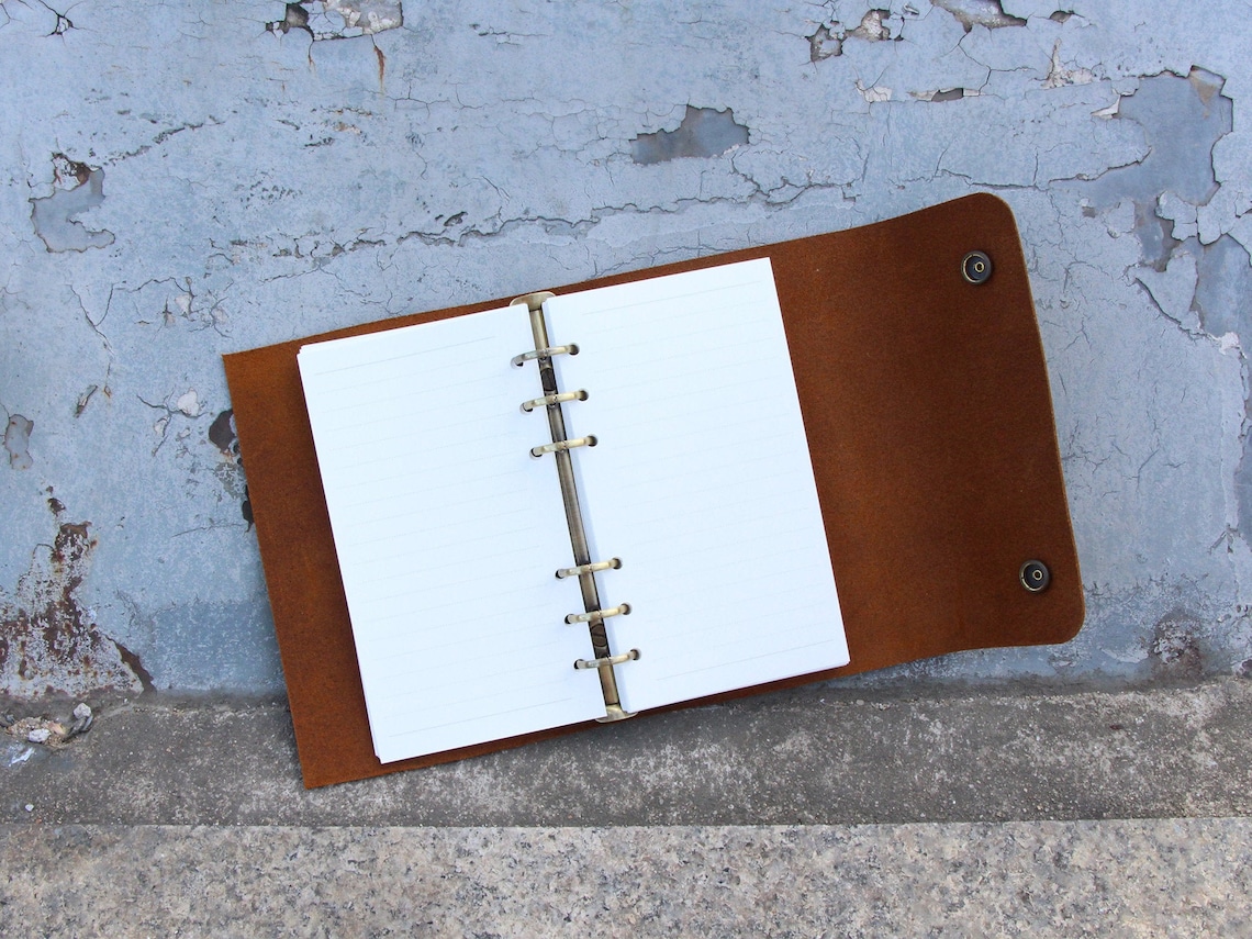 Leather A6 Journal Cover,size A6 6 Ring Leather Refillable Planner ...