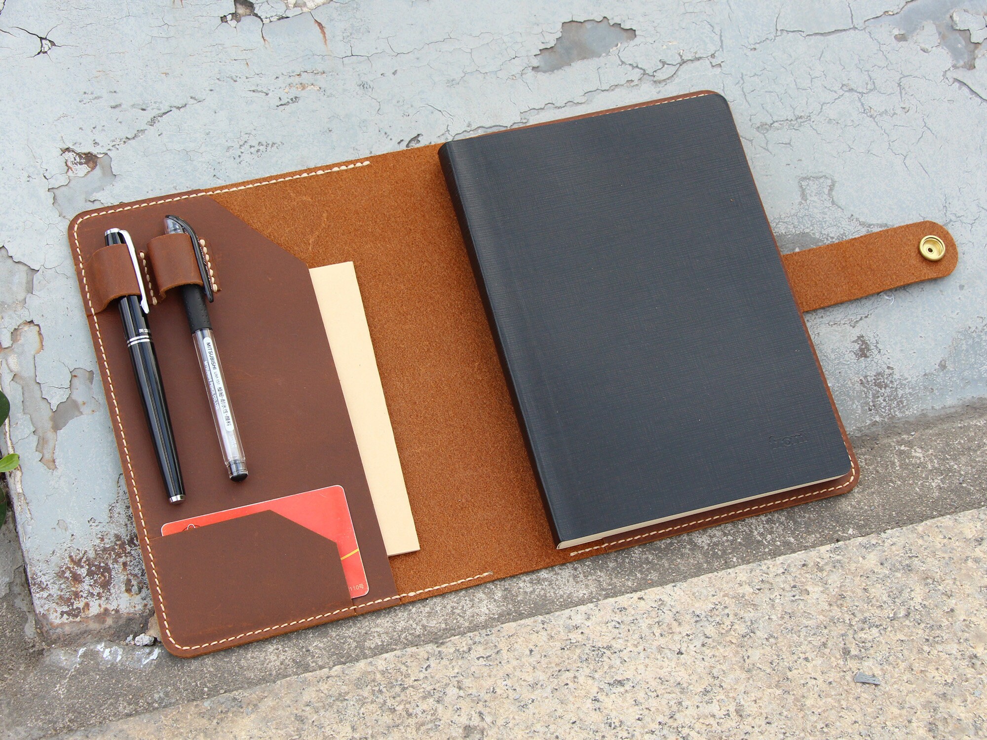 A5 Handmade Leather Notebook Cover,personalized Leather Journal ...