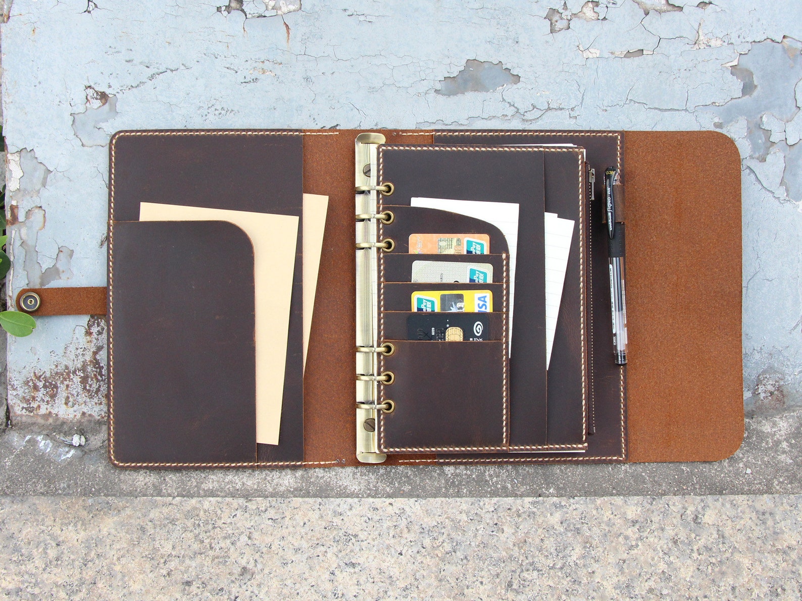 Personalized A5 Leather Organizer Agendaleather Binder Cover - Etsy