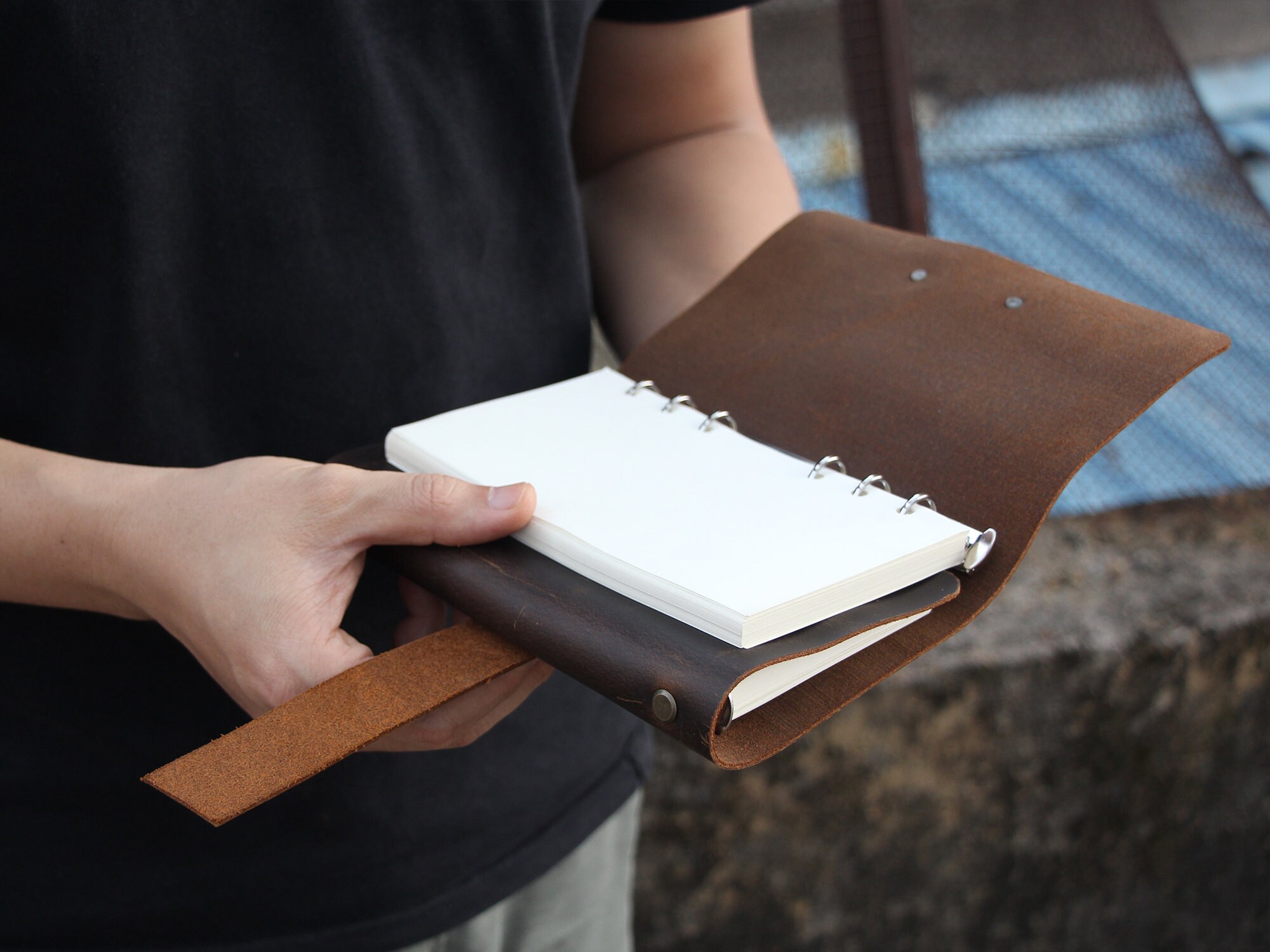 Personalized Second Ring Mechanism Notebook,a6 Leather 6-ring Binder ...