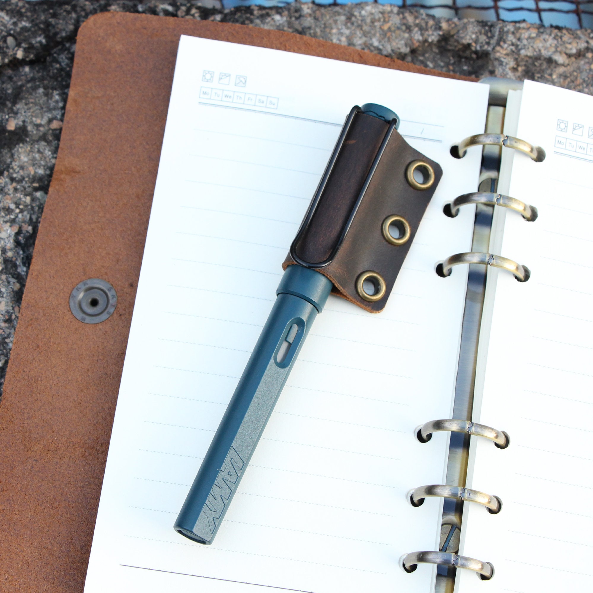 Leather Pen Pencil Holder for Binder Notebook,journal Notebook Pen ...