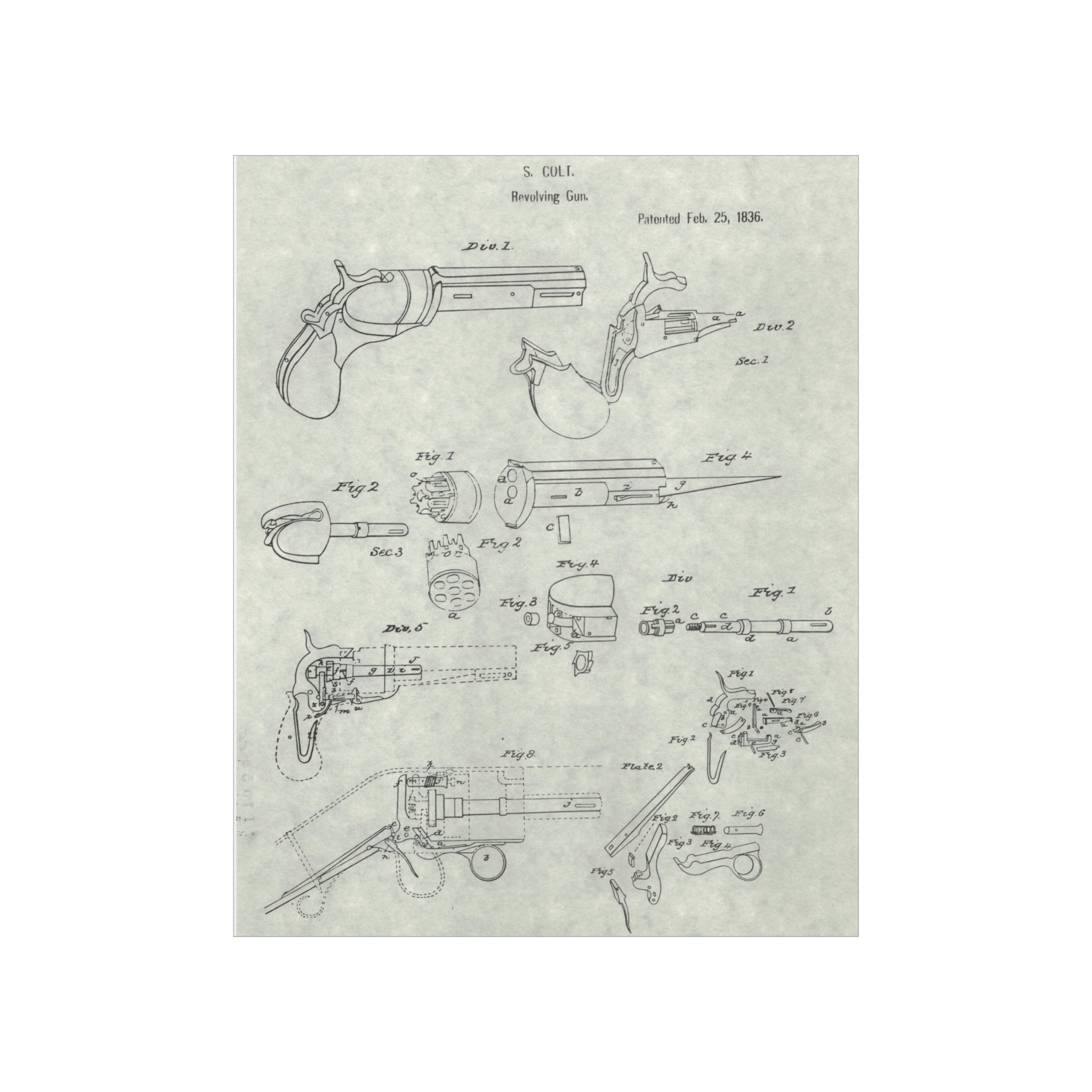 Vintage Original Revolving Gun Patent Poster Invented by - Etsy UK