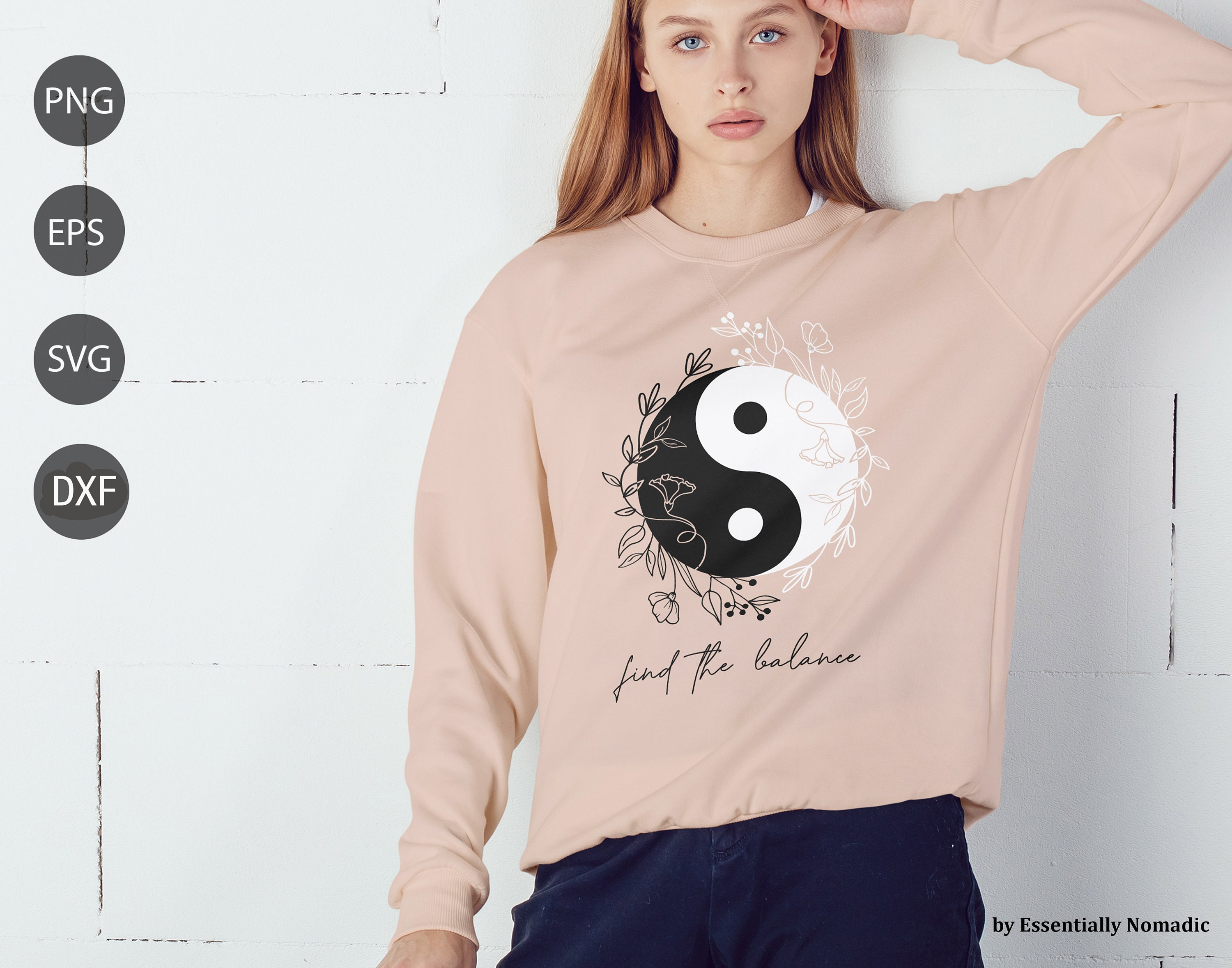 Find The Balance Ying Yang SvgYoga Clipart Png FilesZen | Etsy