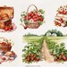 Watercolor Strawberry Clipart Bundle With Girl PNG, Cottagecore Girl ...