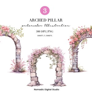 Watercolor Arches Clipart, Floral Stone Arch Clipart, Spring Floral ...