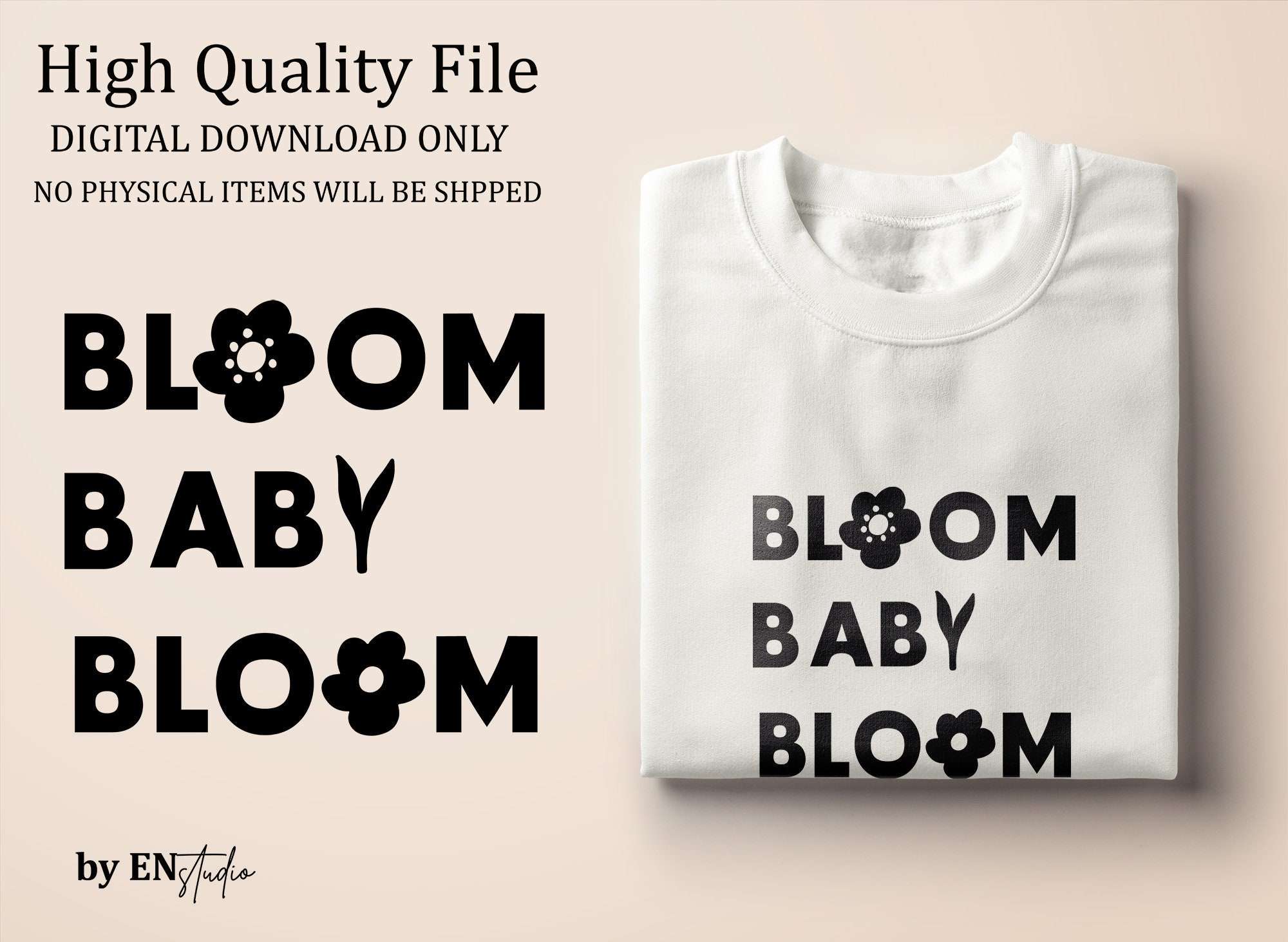 Bloom Baby Bloom SVG PNG, Trendy svg cut files for Cricut, Positive ...