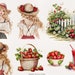 Watercolor Strawberry Clipart Bundle With Girl PNG, Cottagecore Girl ...
