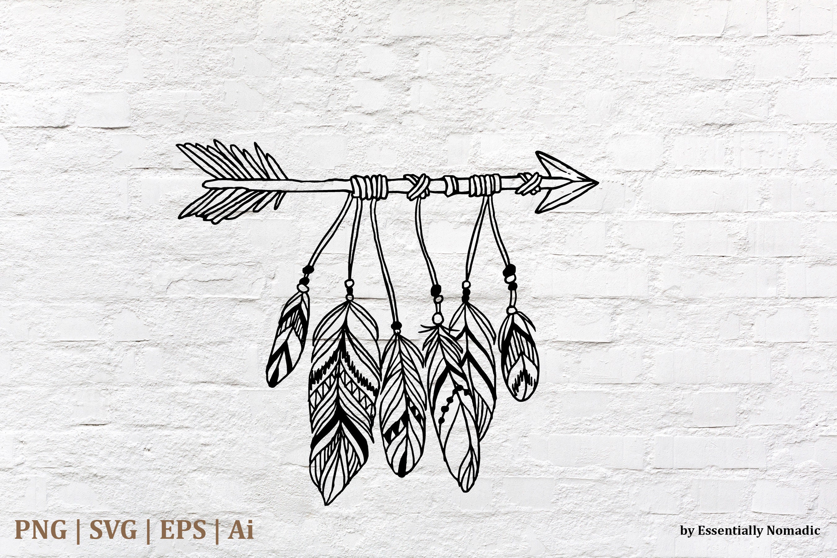 Boho Feather and Arrow Clipart,png Svg File Digital Download, Tshirt ...
