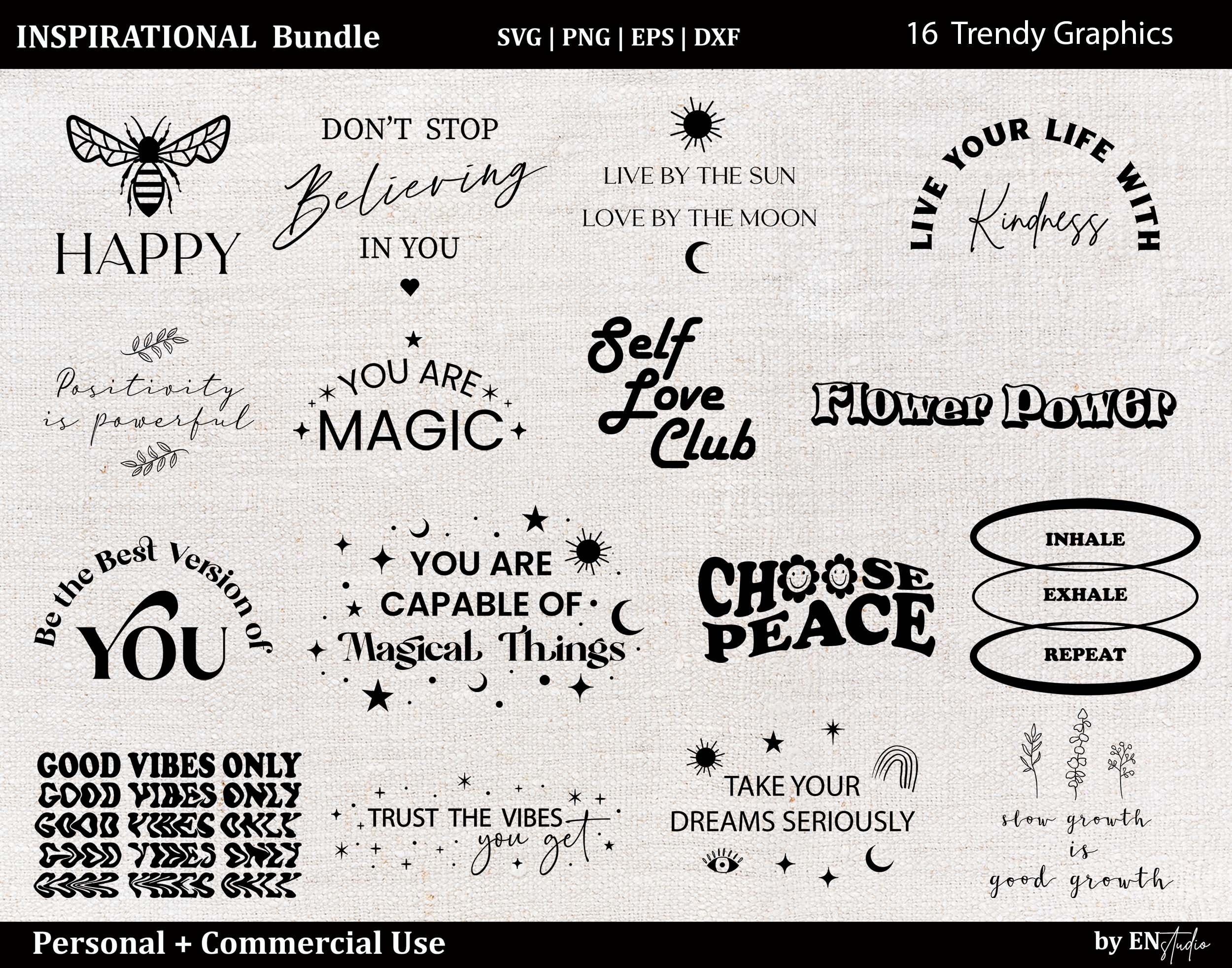 16 Aesthetic SVG Pack Inspirational Svg Bundle Trendy Png - Etsy