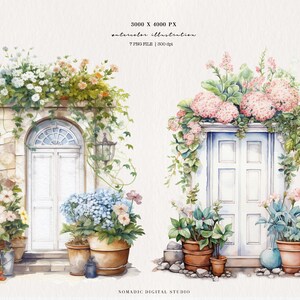 Floral Spring Doors, Watercolor Spring Clipart, Garden Png, Front Door ...