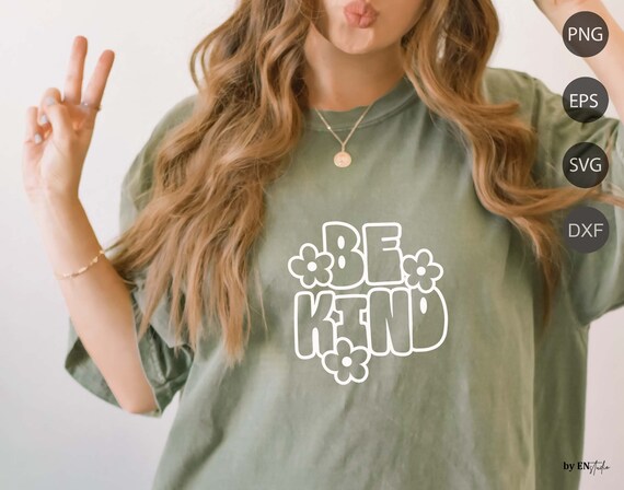 Be Kind Svg Retro Svg Groovy Design Flower Typographyboho - Etsy