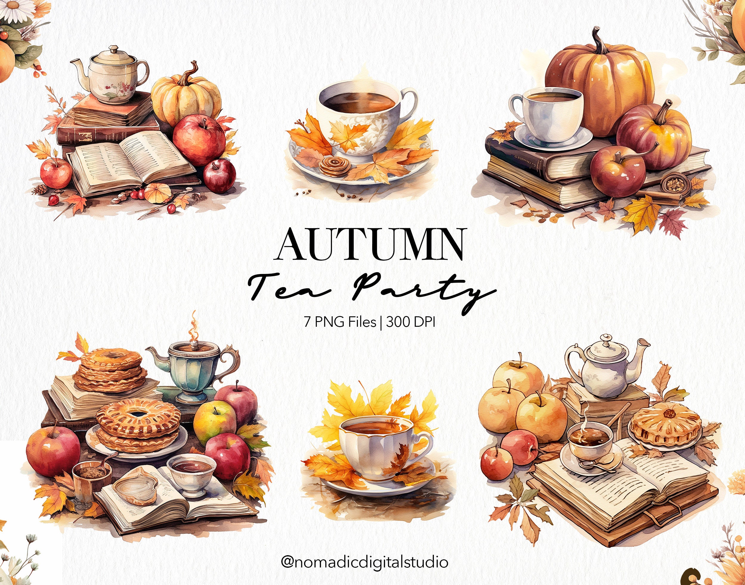 Watercolour Cozy Autumn Clipart Bundle Fall Tea (Download Now) - Etsy