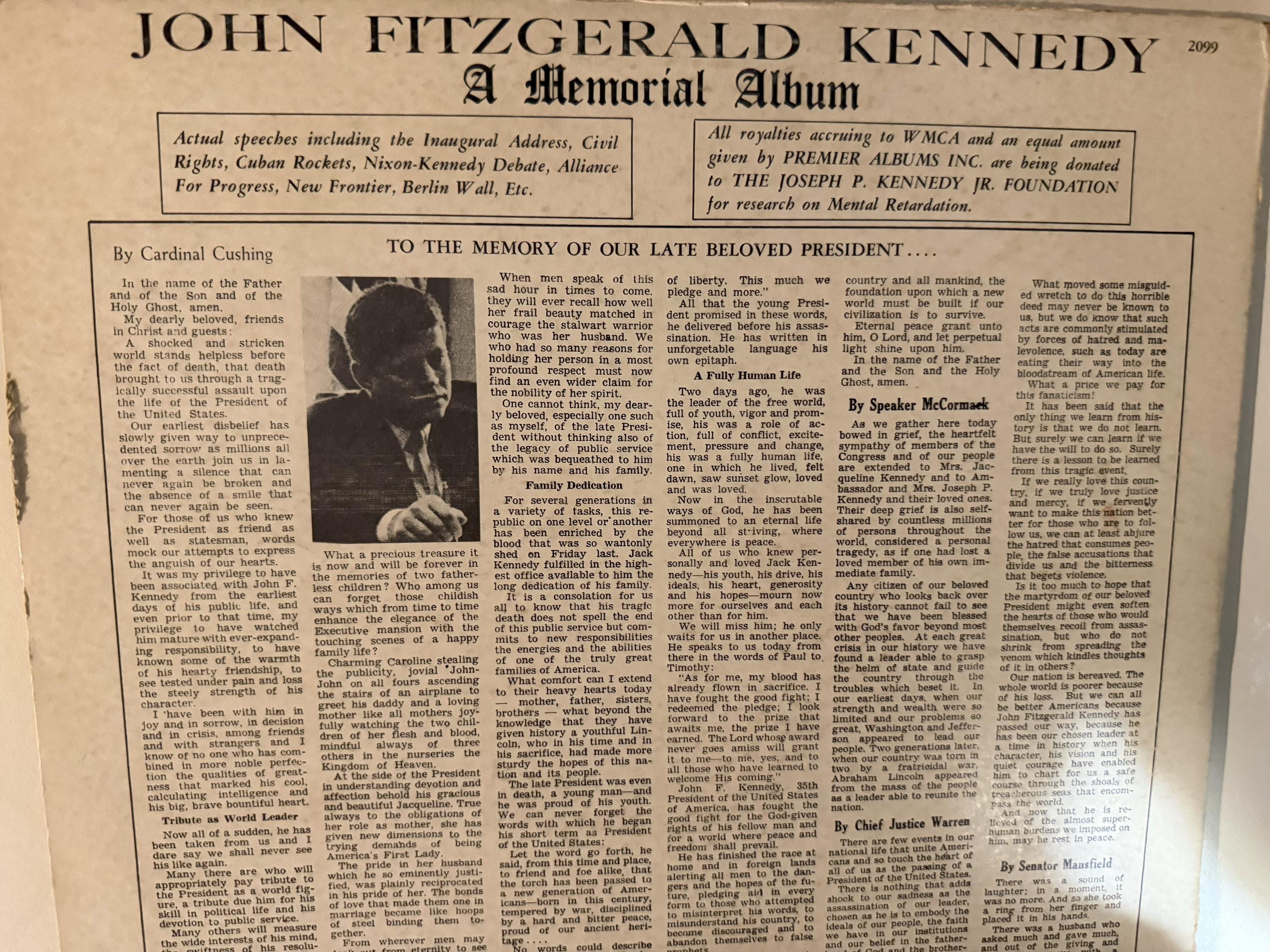 1963 John F. Kennedy Memorial Album | Original JFK Tribute Vinyl LP ...