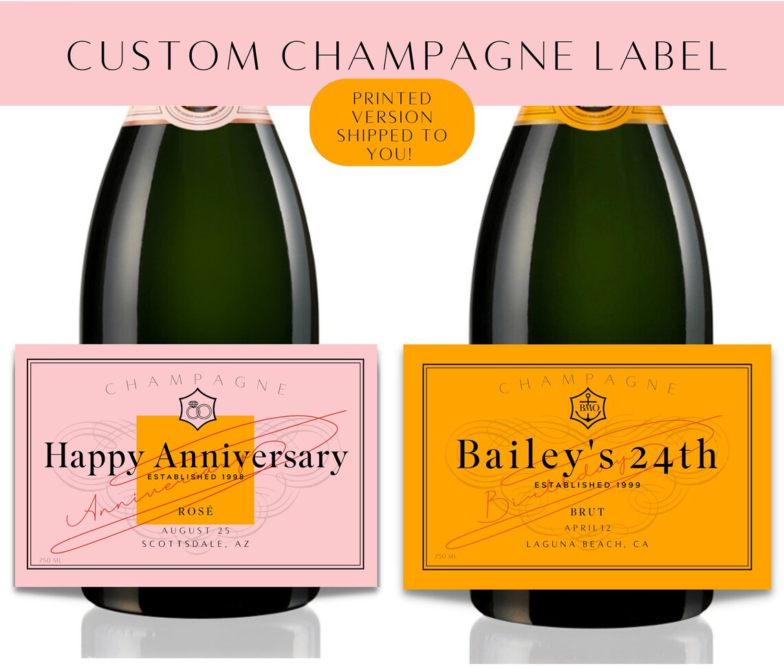 Custom Champagne Label Sticker / Printed Version Made-to-order - Etsy