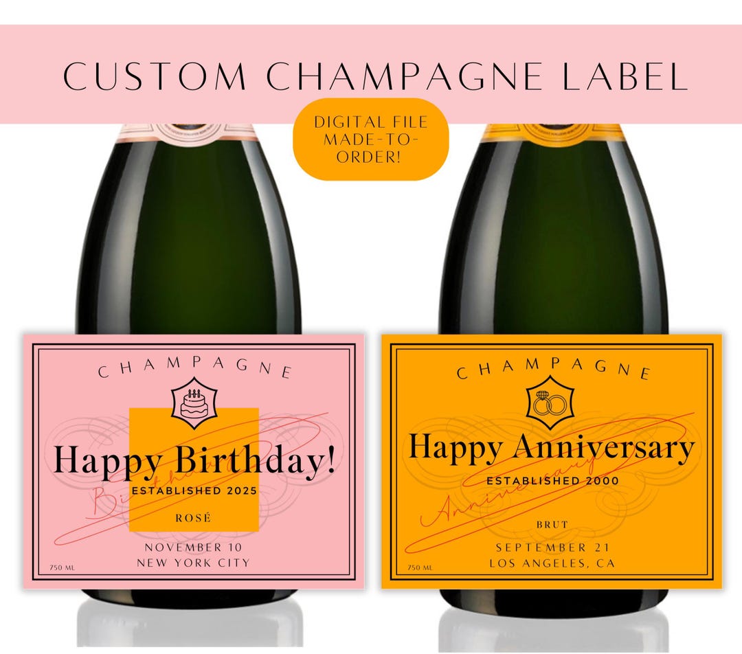 Custom Champagne Label (DIGITAL File) Personalized Made-to-order ...