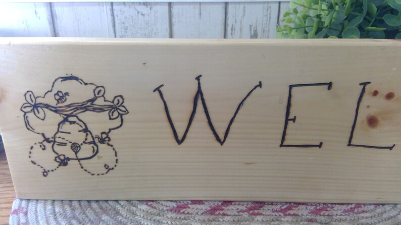 Welcome Sign With Woodburning Art - Etsy