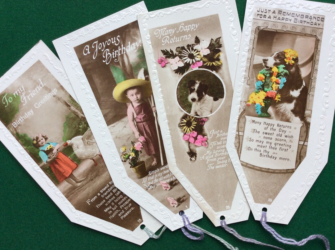 Four Vintage Birthday Bookmarks - Etsy