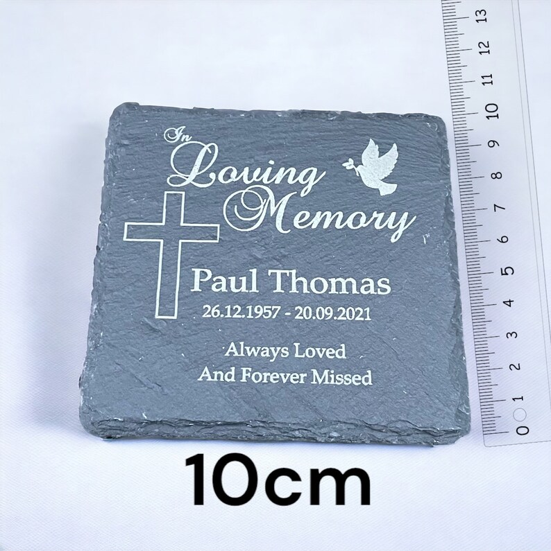 Memorial Plaque Engraved Cross Slate Keepsake Customized Tribute ...