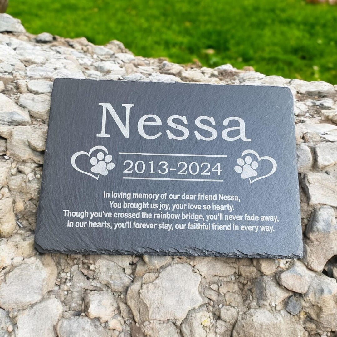 Personalized Pet Memorial Plaque – Custom Dog & Cat Tribute, Paw Print ...