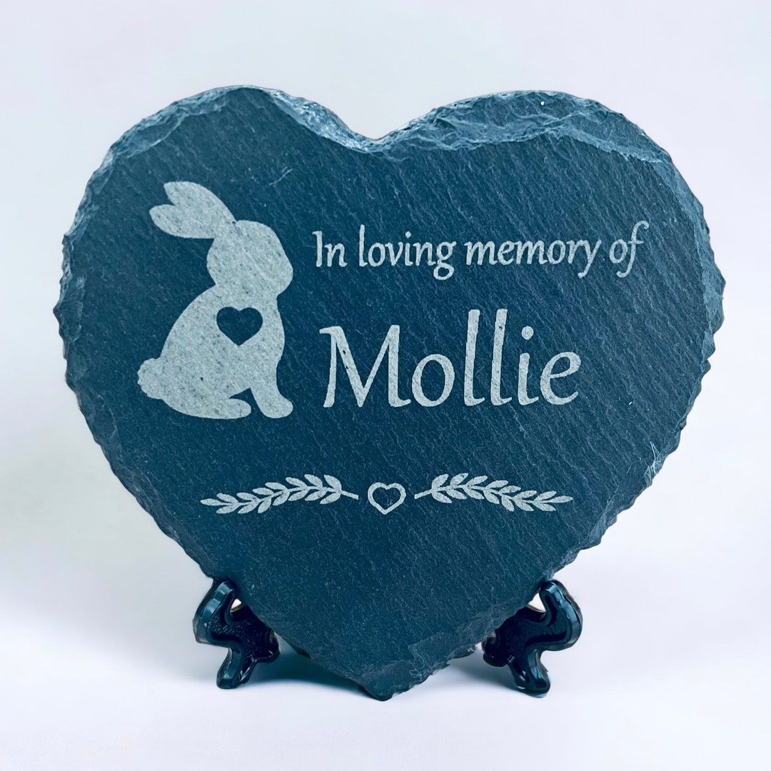 Personalized Rabbit Memorial Plaque Heart Shaped Slate Stone Pet ...