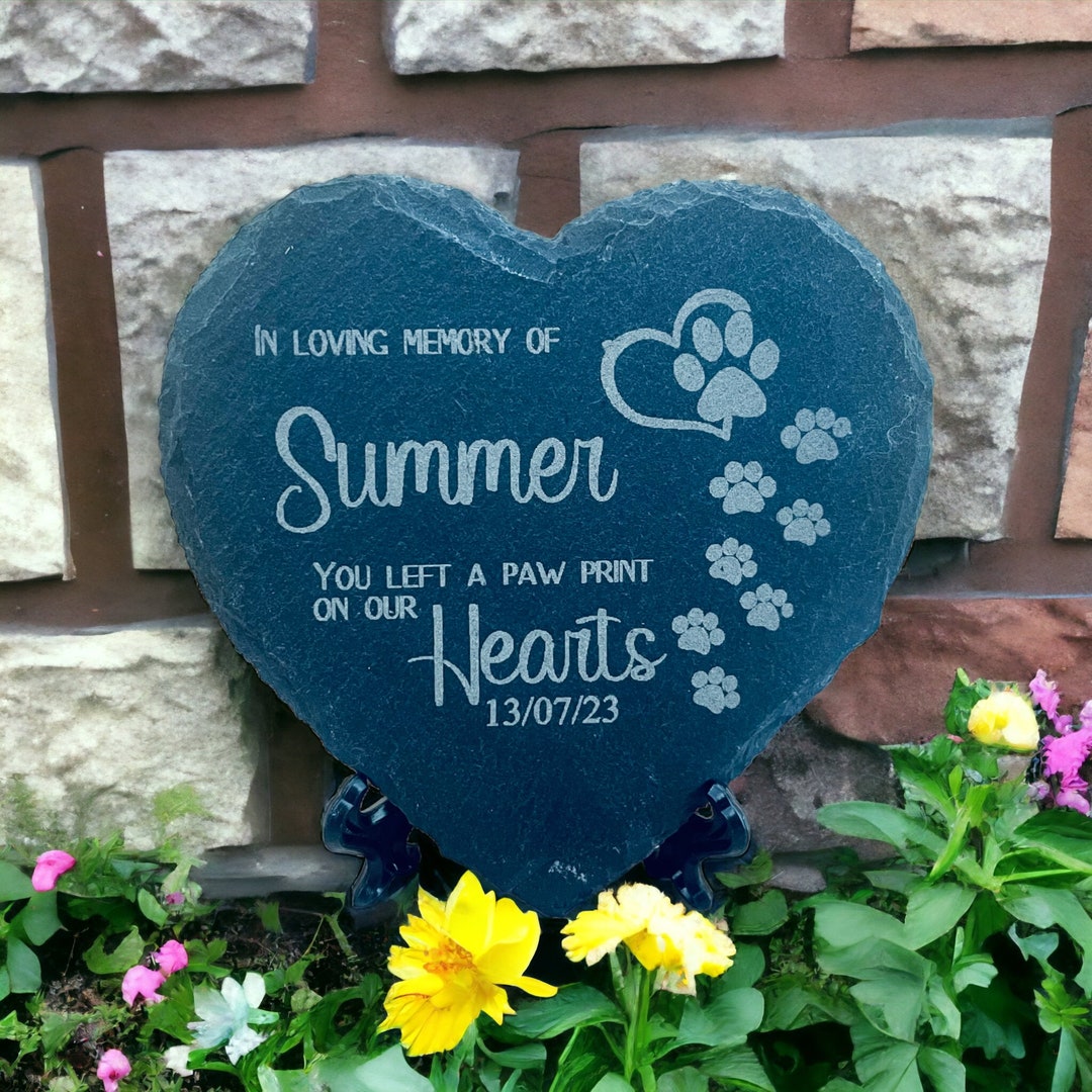 Dog Memorial Photo Slate Pet Memorial Slate in Memory Pet Dog Heart ...