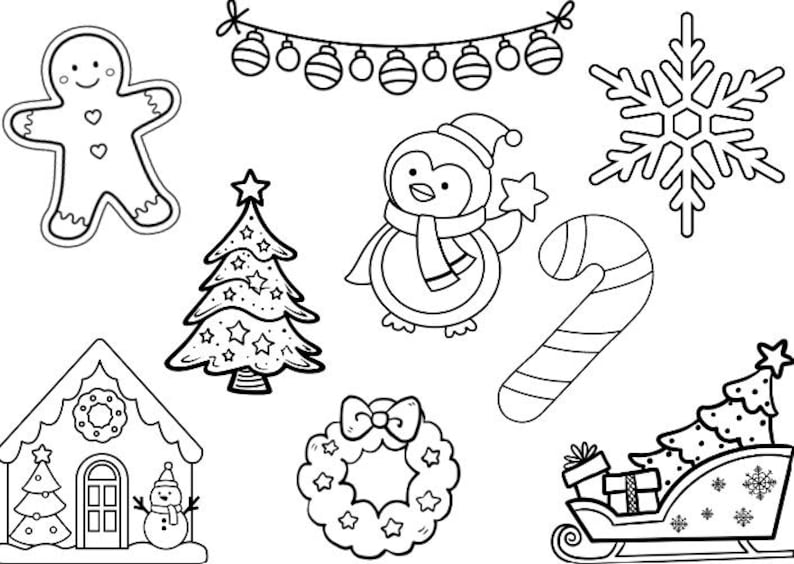 10 Printable Christmas Colouring Sheets PDF Downloadable File Just ...