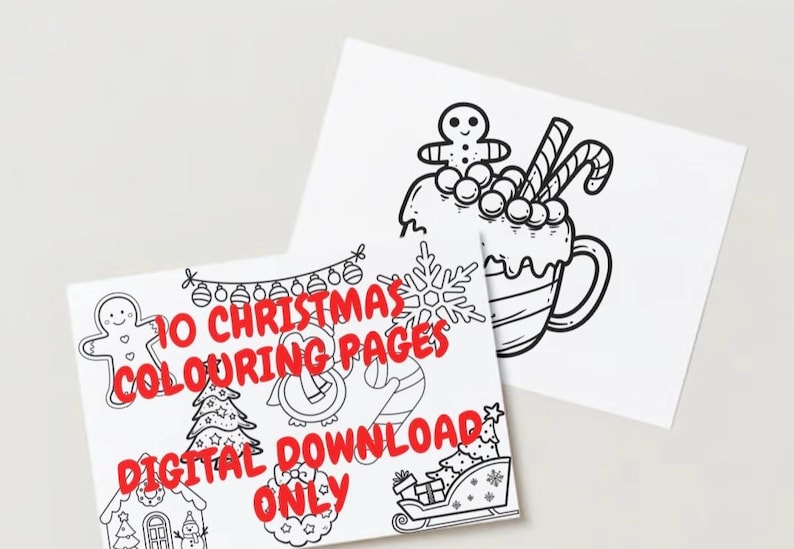 10 Printable Christmas Colouring Sheets PDF Downloadable File Just ...