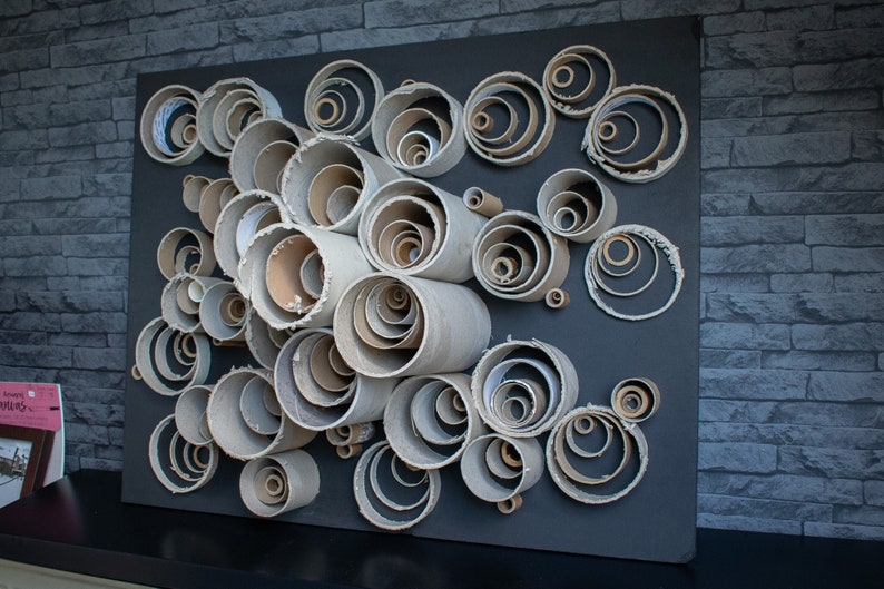 Upcycled Artwork Cardboard Tubes on Matt Blackboard - Etsy