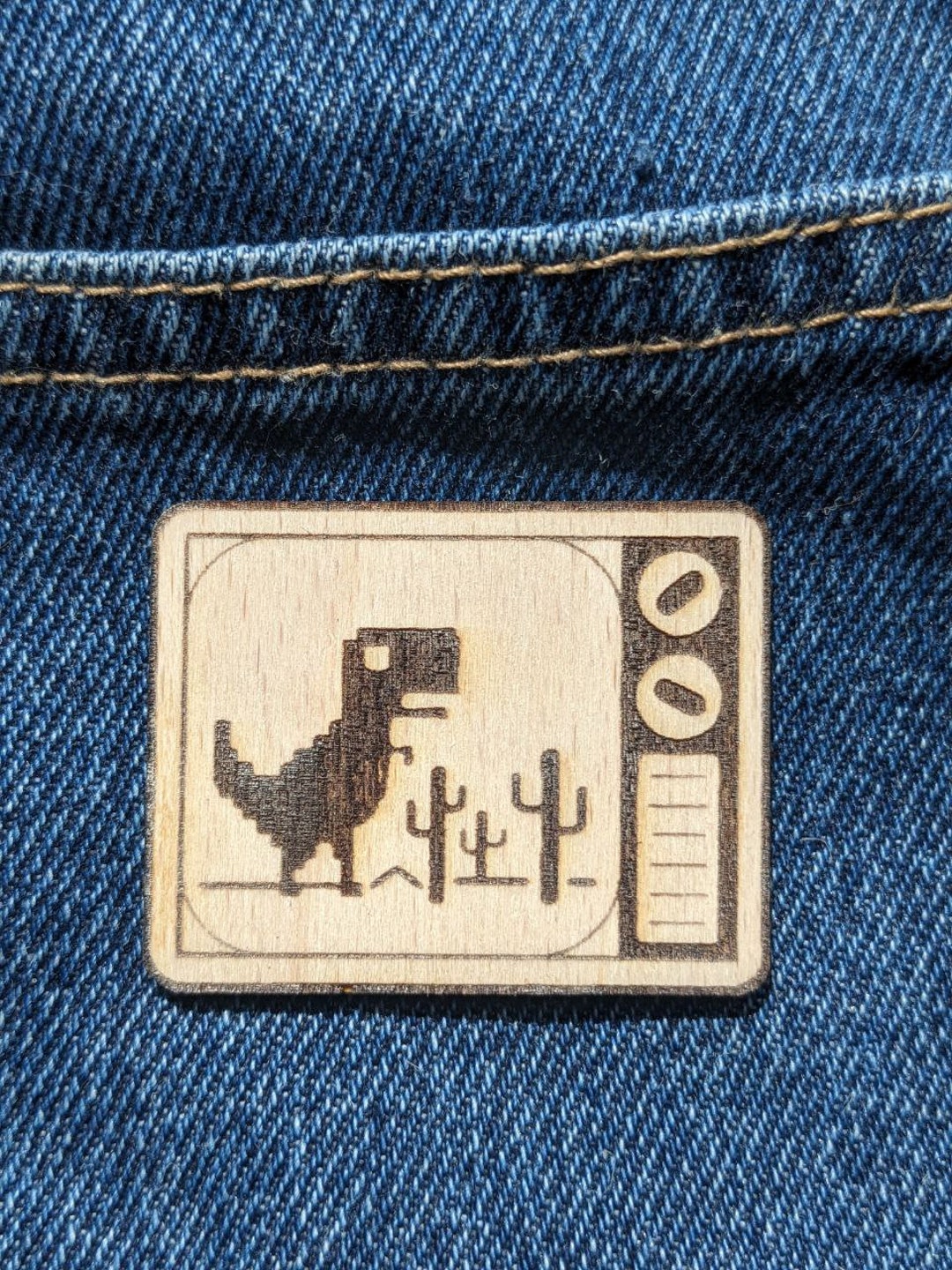 Laser Etched T-rex Wood Pin: Handmade Dinosaur Brooch - Etsy