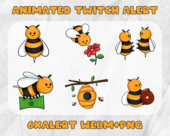 6 X Cute Bee Animated Alerts Bundle Instant Download - Etsy