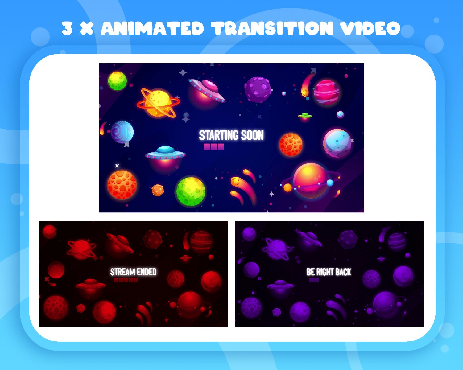 Space Planets Full Stream Package Animated Transition Video Overlay ...