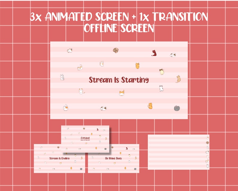 Cute Cat Full Stream Package - Animated Screen - Transition Video ...