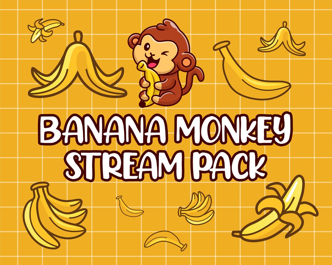 Banana Monkey Animated Stream Package: Overlays, Alerts, Panels ...