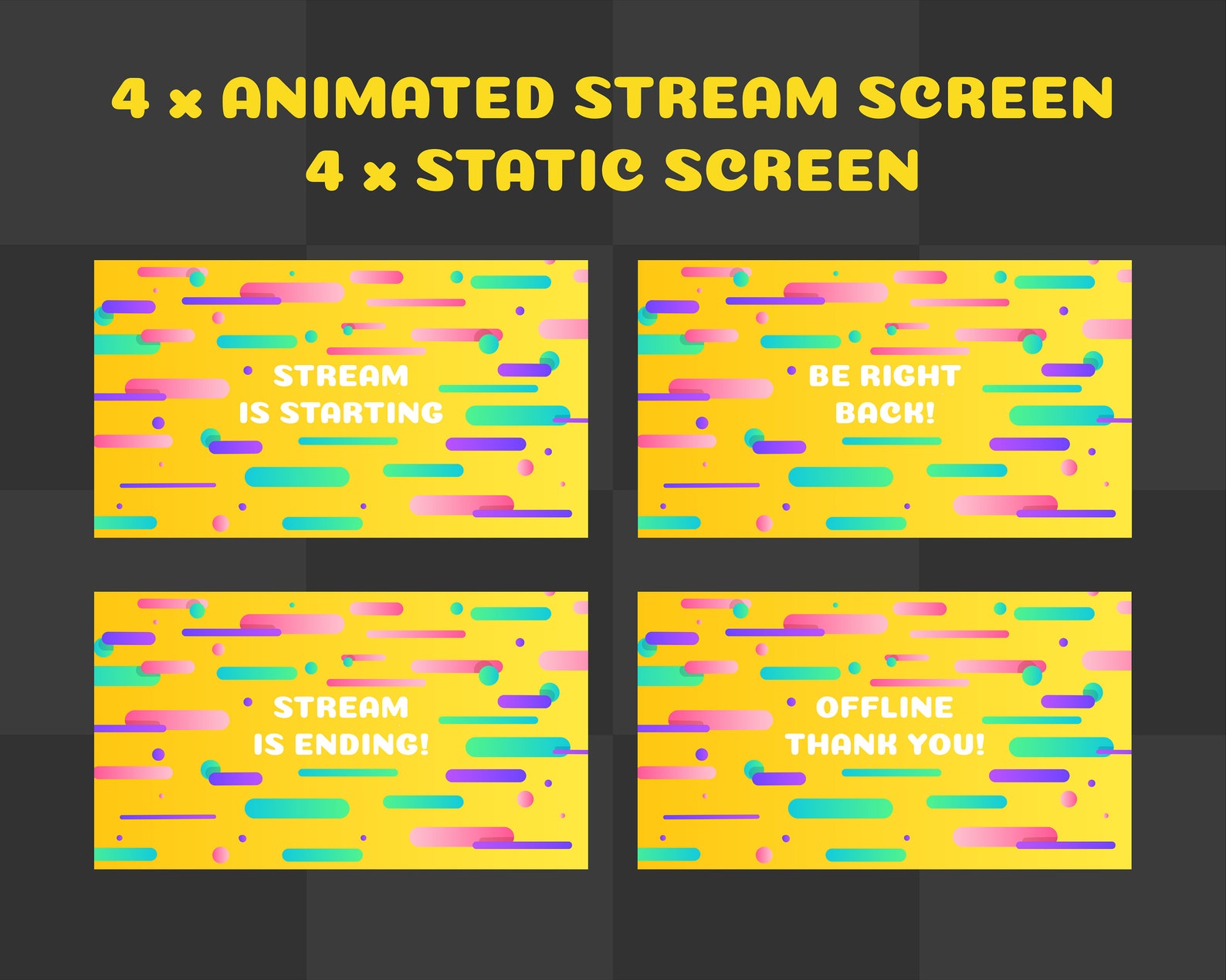 Yellow Flow Animated Full Stream Package Animated Screen Overlay Panels ...