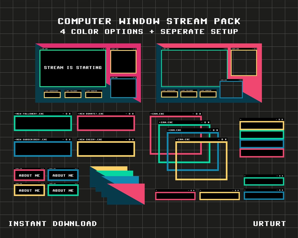 Twitch Computer Window Full Stream Package Animated Video Overlay ...