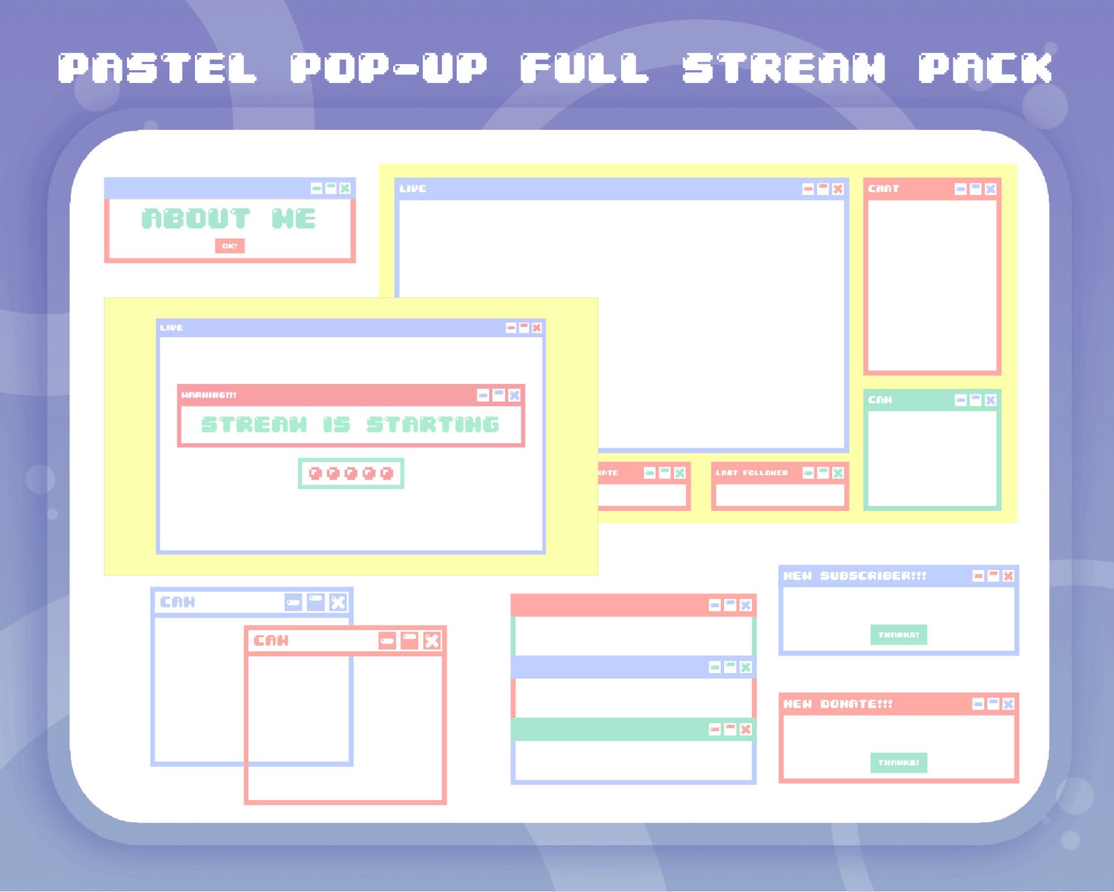 Twitch Pastel Pop-up Computer Full Stream Package Animated Video ...