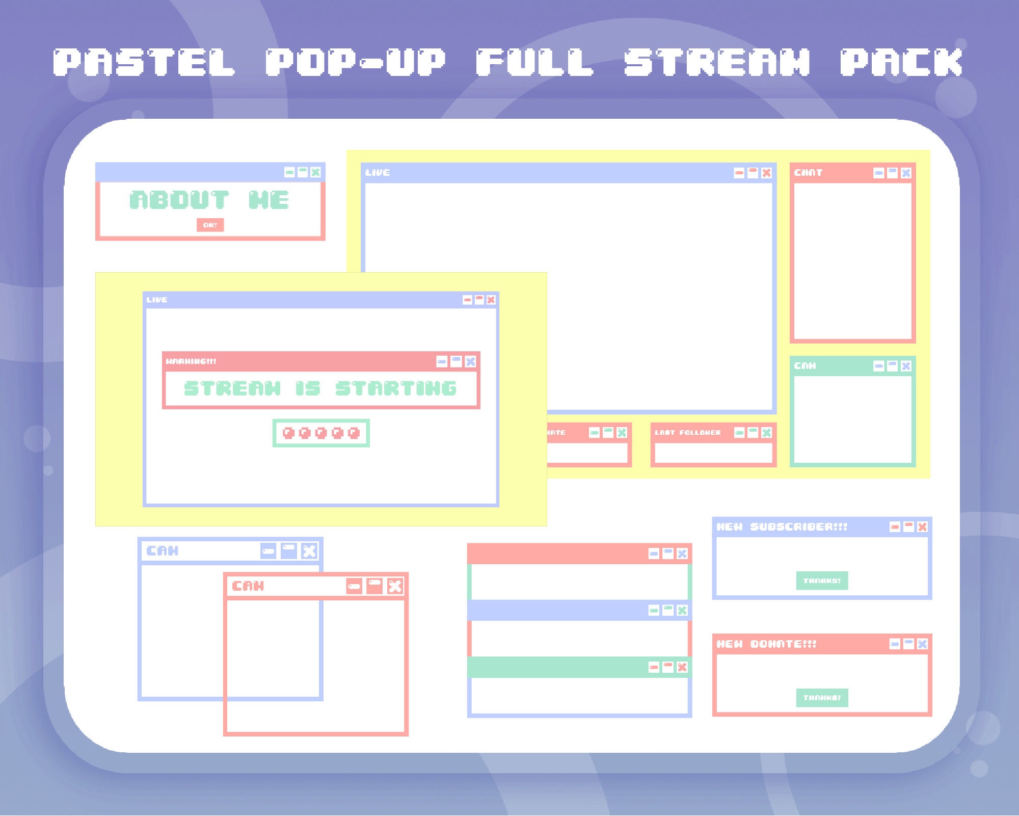 Twitch Pastel Pop-up Computer Full Stream Package Animated Video ...