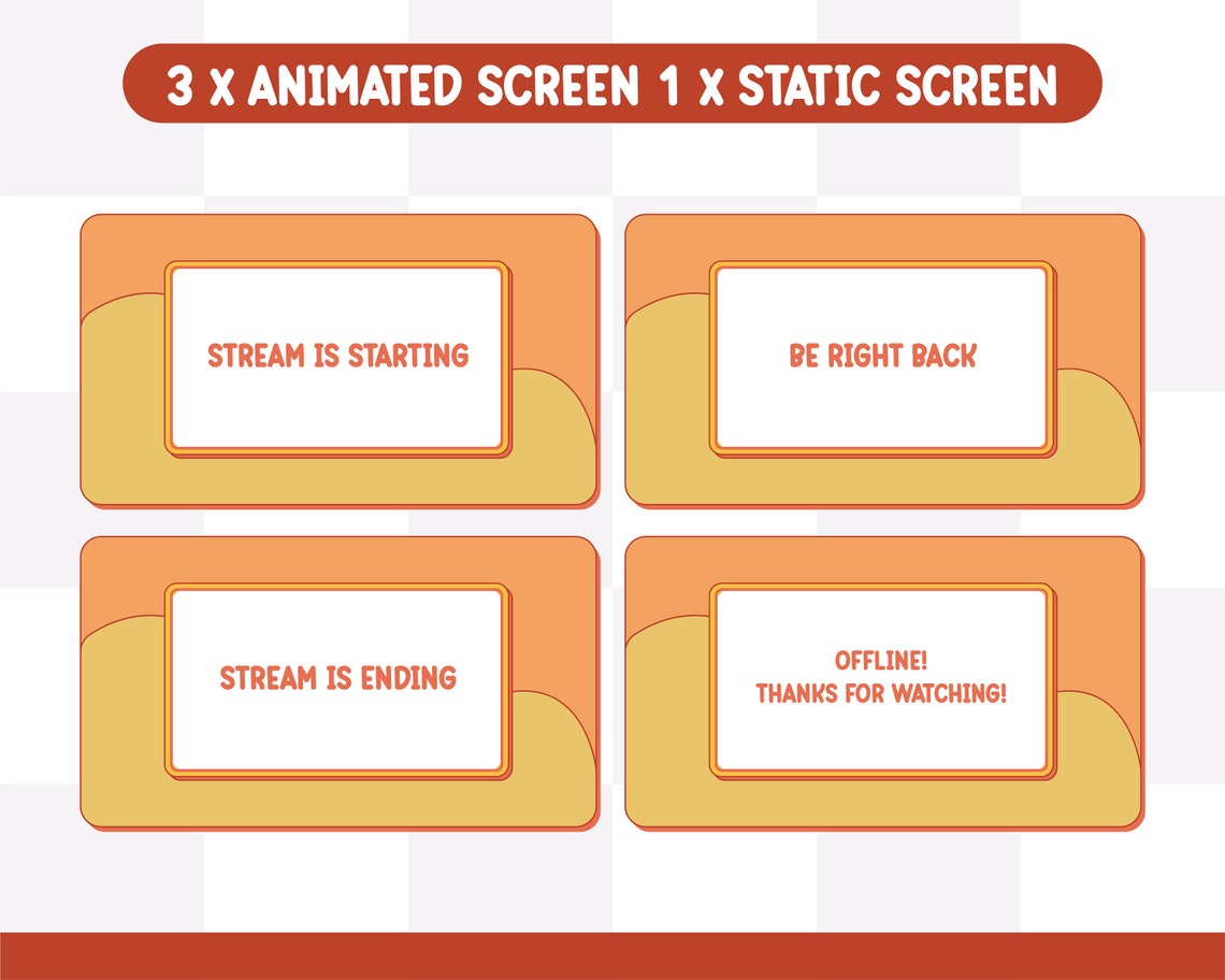 Twitch Stream Starter Pack Yellow / Orange Fullscreen Overlay Panel ...