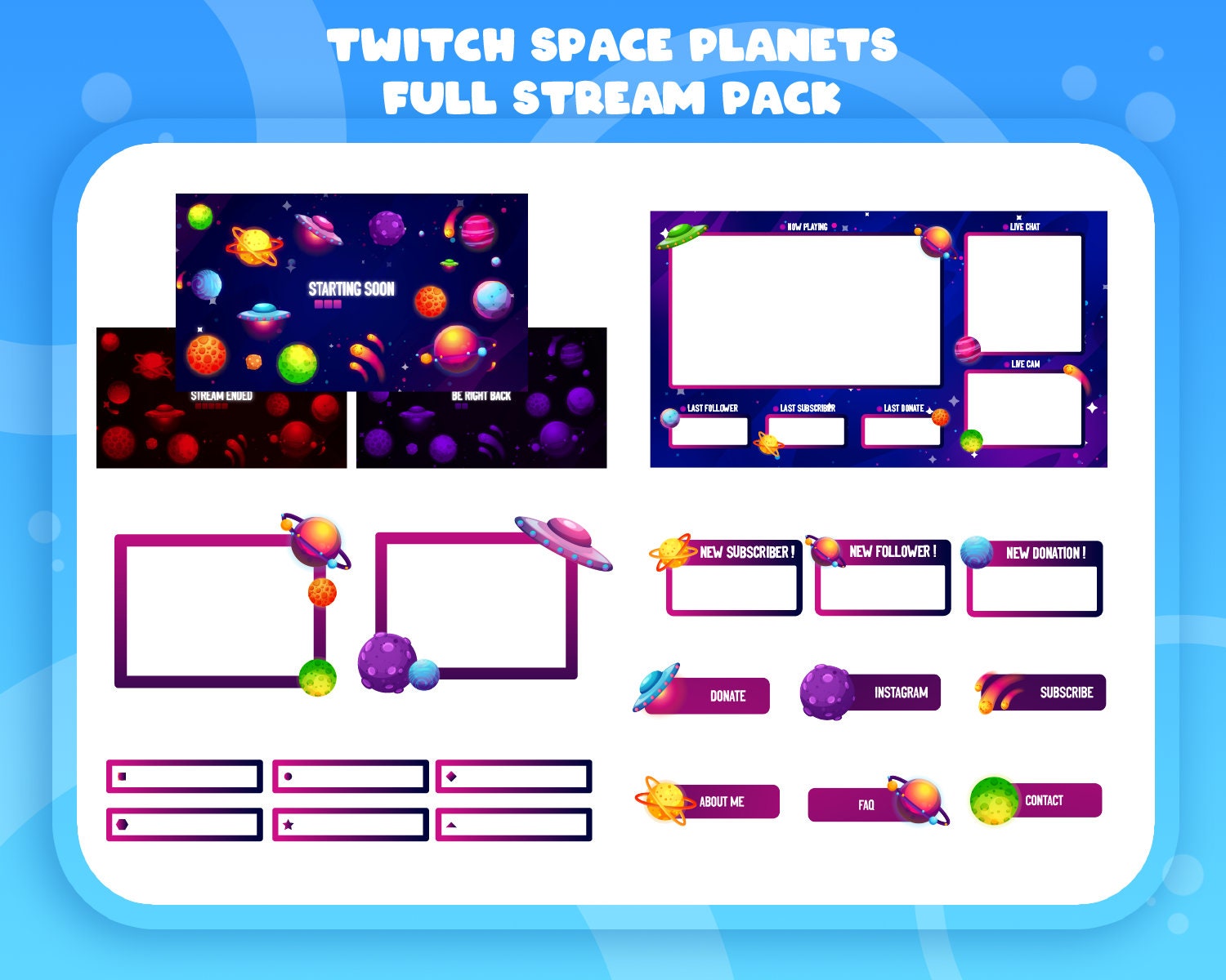 Space Planets Full Stream Package Animated Transition Video Overlay ...