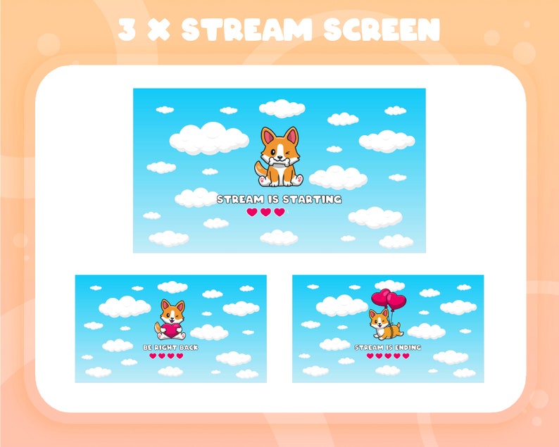 Twitch Corgi Stream Package: Animated Overlay, Screens, Panels - Etsy