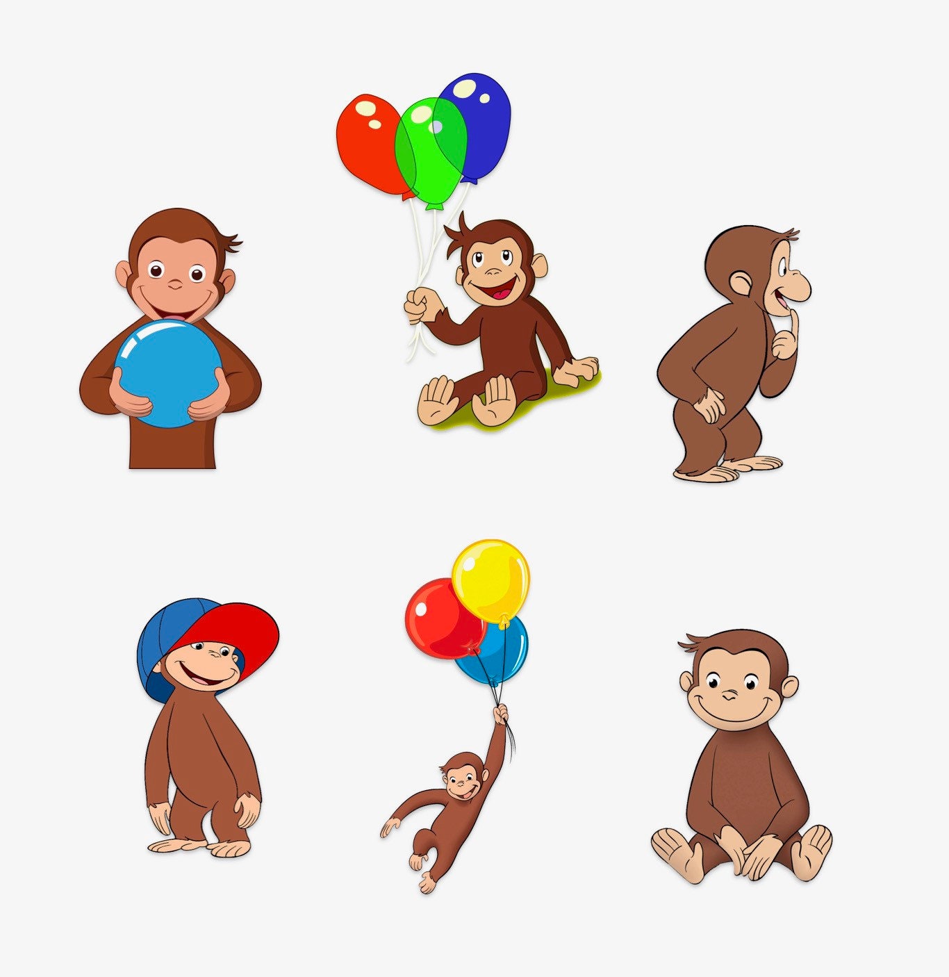 Curious George Holding Balloons