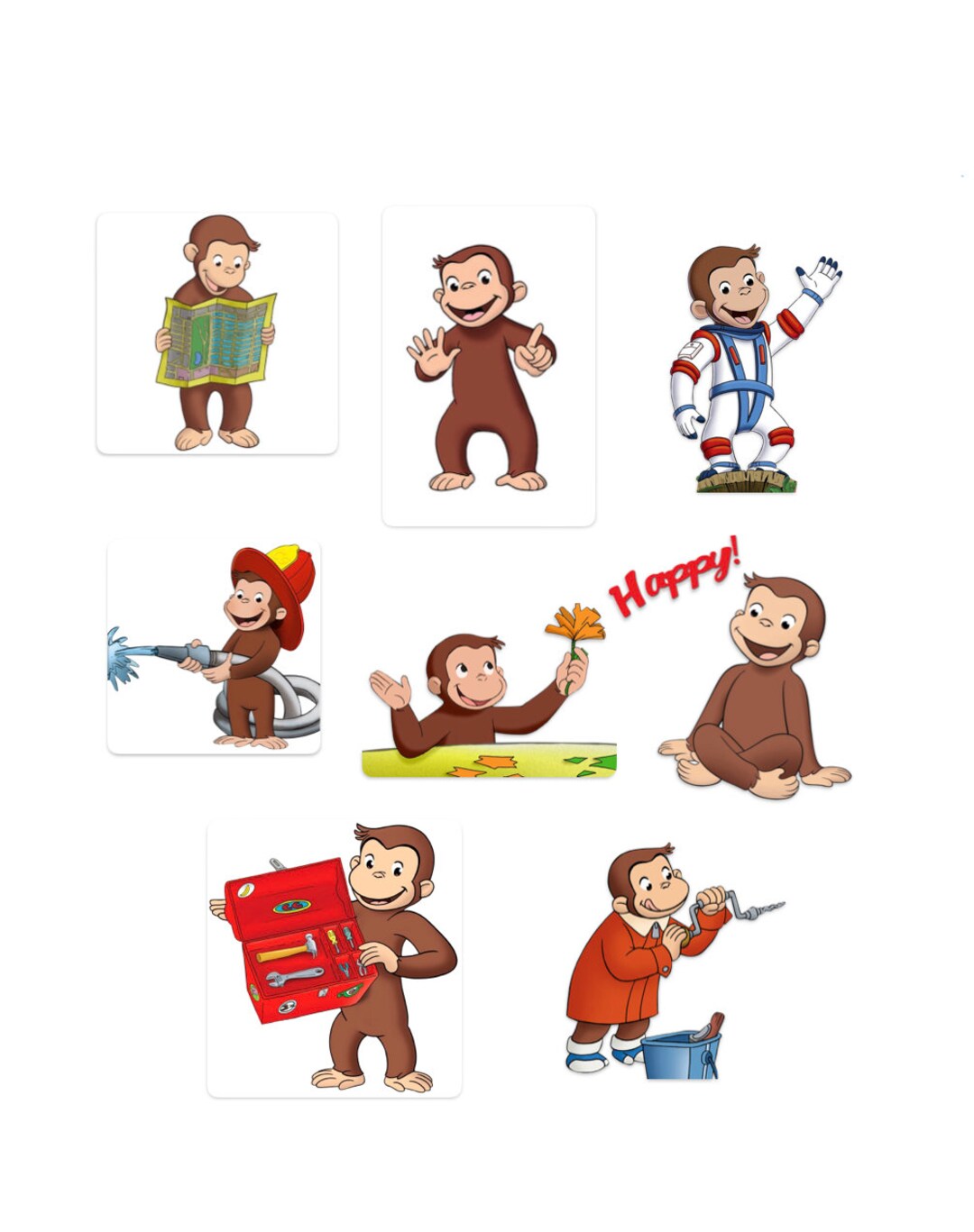 Curious George Magnets Fridge Party Favors Gift Set of 6 - Etsy